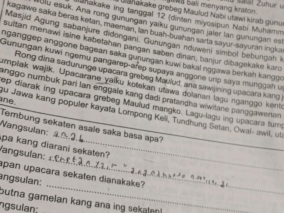 Tembung sekaten asale saka basa apa? | StudyX
