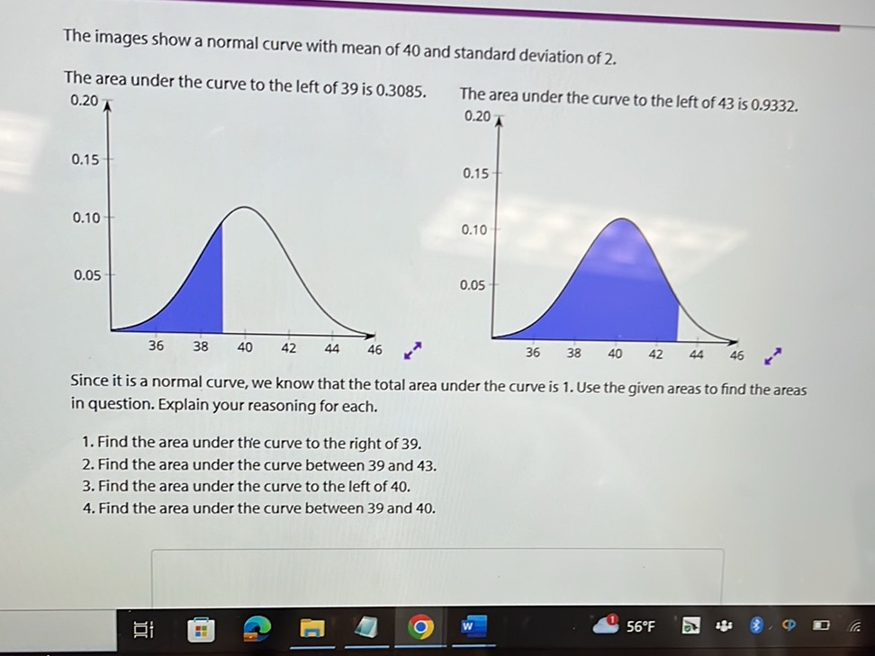 The images show a normal curve with mean of | StudyX