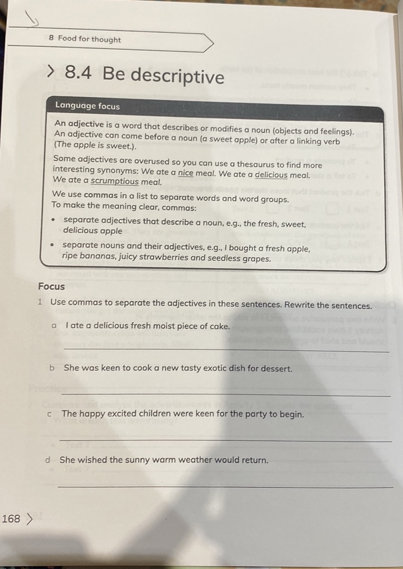 1 Use commas to separate the adjectives in | StudyX