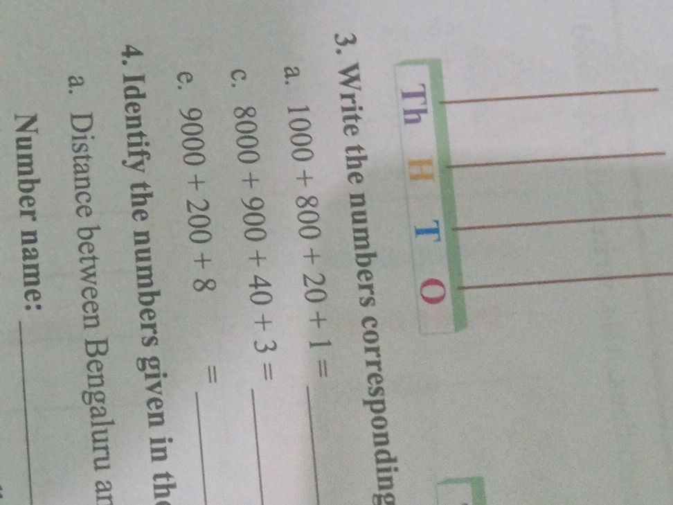 3. Write the numbers corresponding a. 1000 | StudyX