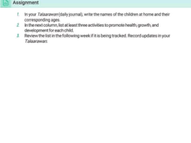 1. In your Talaarawan (daily journal), write | StudyX