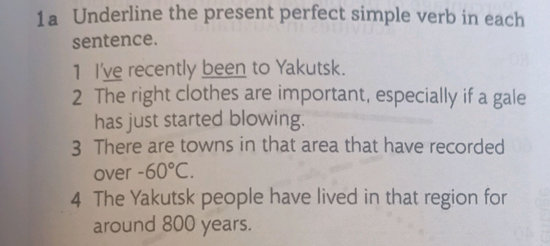 1a Underline the present perfect simple verb | StudyX