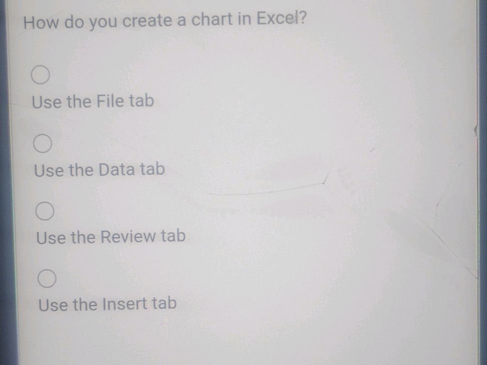 How do you create a chart in Excel? Use the | StudyX