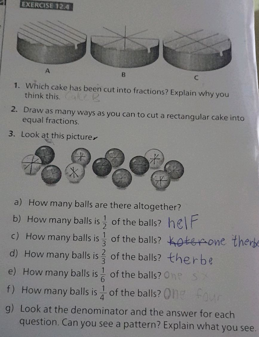 1. Which cake has been cut into fractions? | StudyX