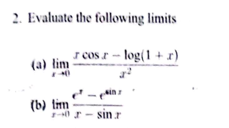 2. Evaluate the following limits (a) $_{x | StudyX