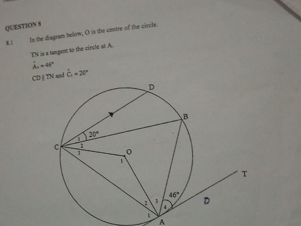 In the diagram below, O is the centre of the | StudyX