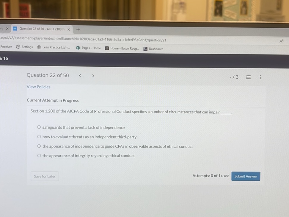 Section 1.200 of the AICPA Code of | StudyX