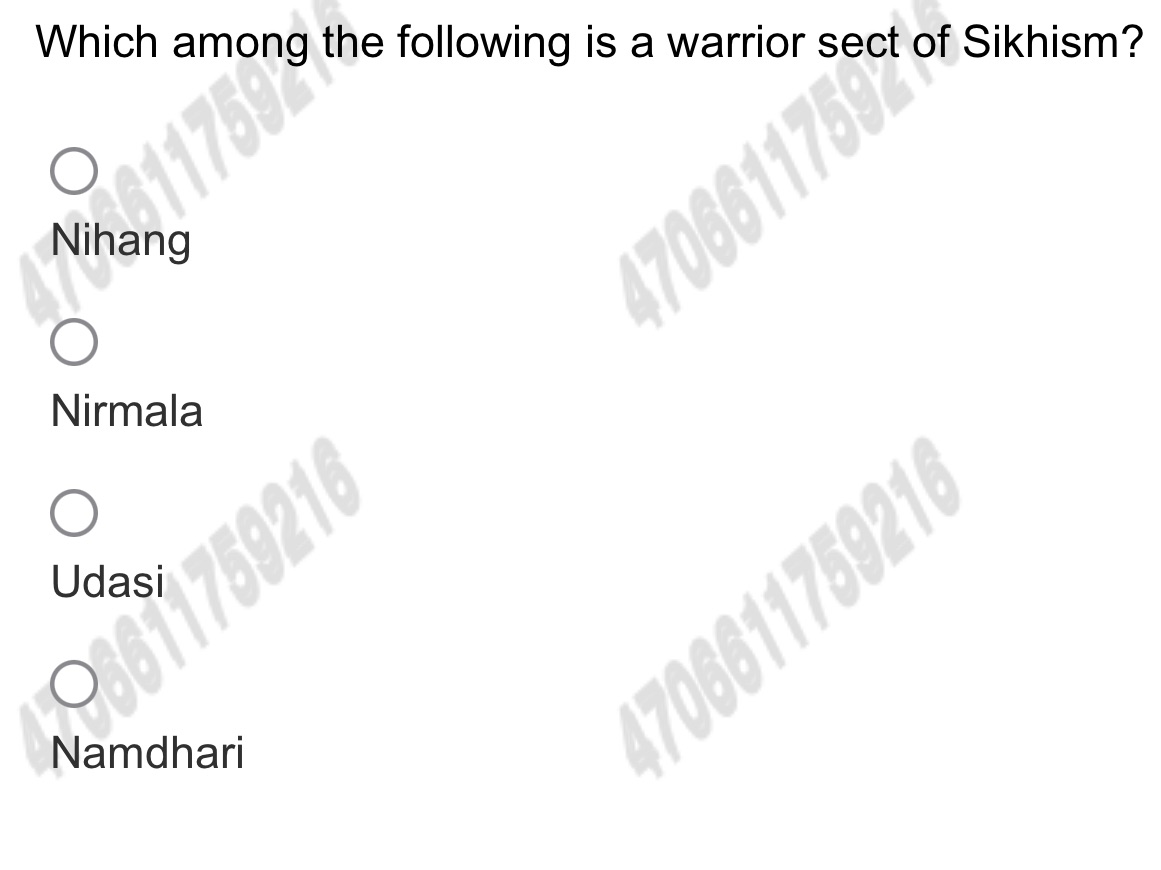 Which among the following is a warrior sect | StudyX