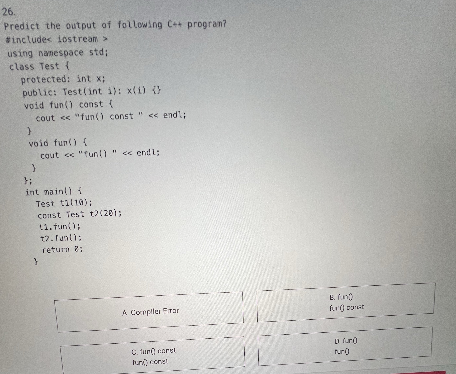 26. Predict the output of following C++ | StudyX