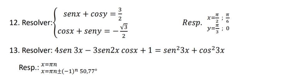 12. Resolver: $$\ senx + cosy = {3}{2} | StudyX