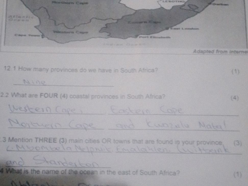 12.1 How many provinces do we have in South | StudyX