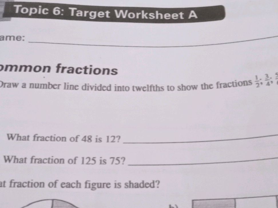 Draw a number line divided into twelfths to