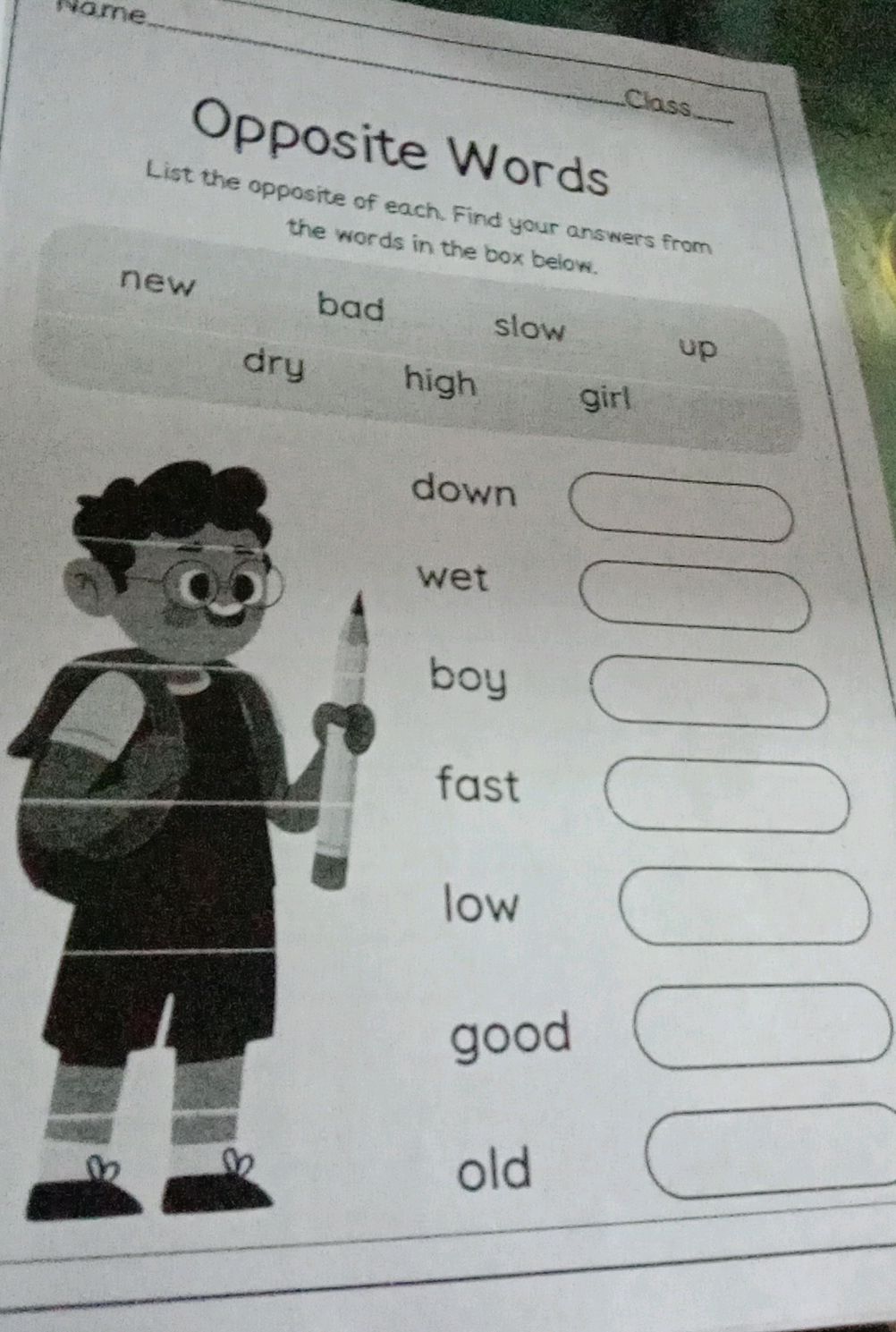 Opposite Words List the opposite of each. | StudyX