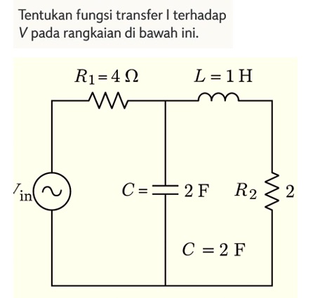 Tentukan fungsi transfer I terhadap V pada | StudyX