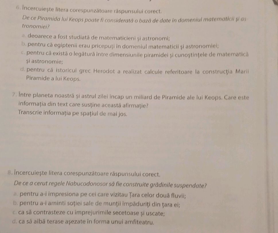 6. Încercuiește litera corespunzătoare | StudyX