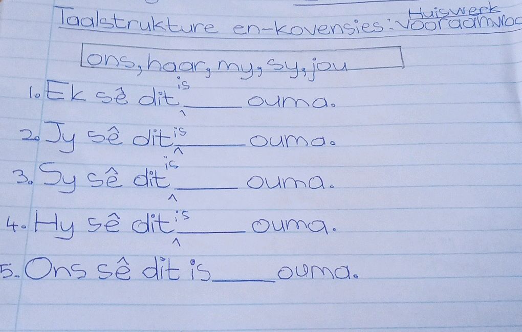 ons, haar, my, sy, jou 1. Ek sê dit is | StudyX