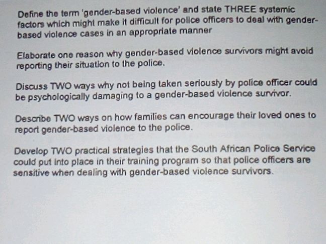 Define the term 'gender-based violence' and | StudyX