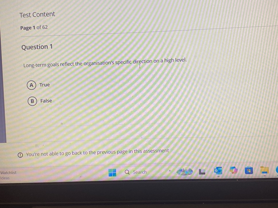 Long-term goals reflect the organisation's | StudyX