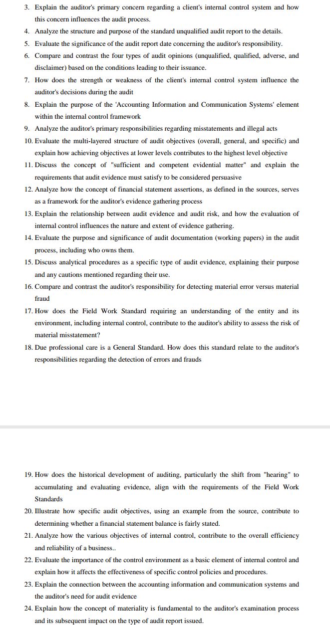 3. Explain the auditor's primary concern | StudyX