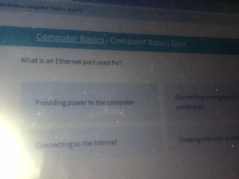 What is an Ethernet port used for? | StudyX