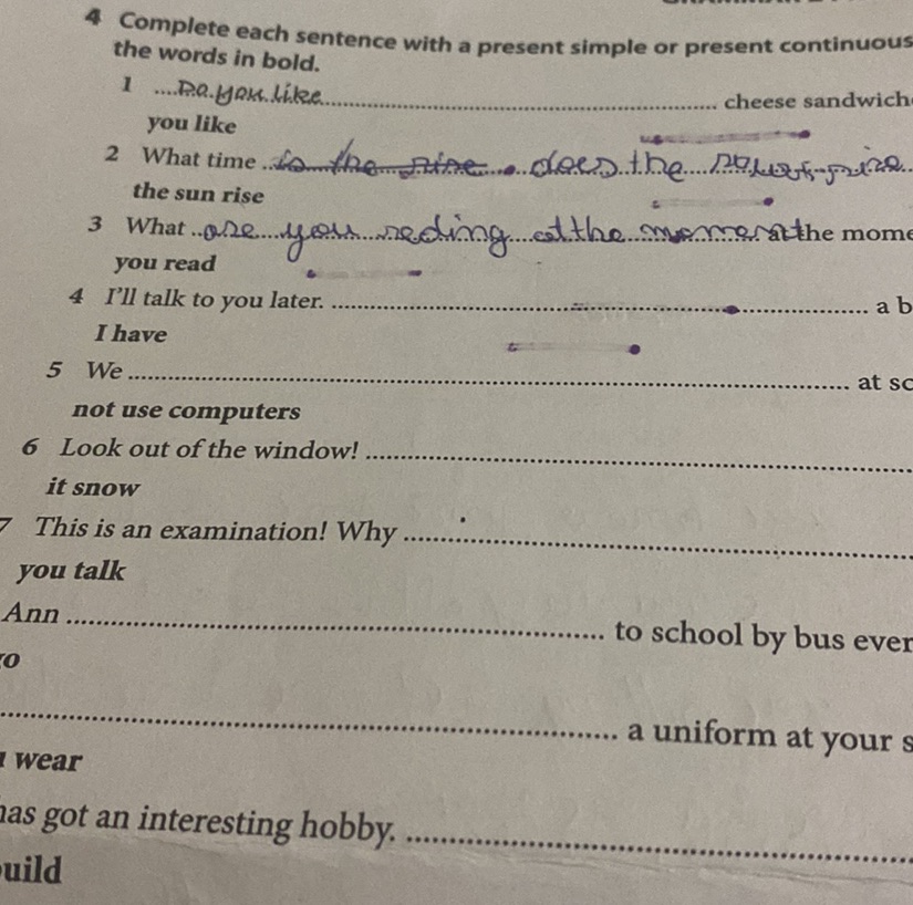 4 Complete each sentence with a present | StudyX