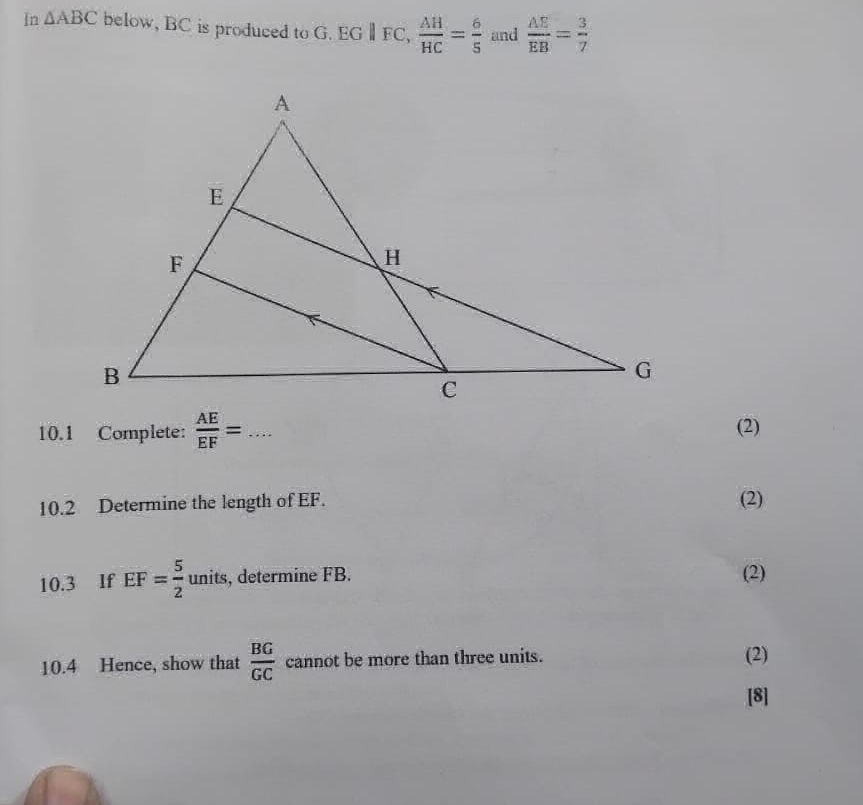 In $ ABC$ below, $BC$ is produced to $G$. | StudyX