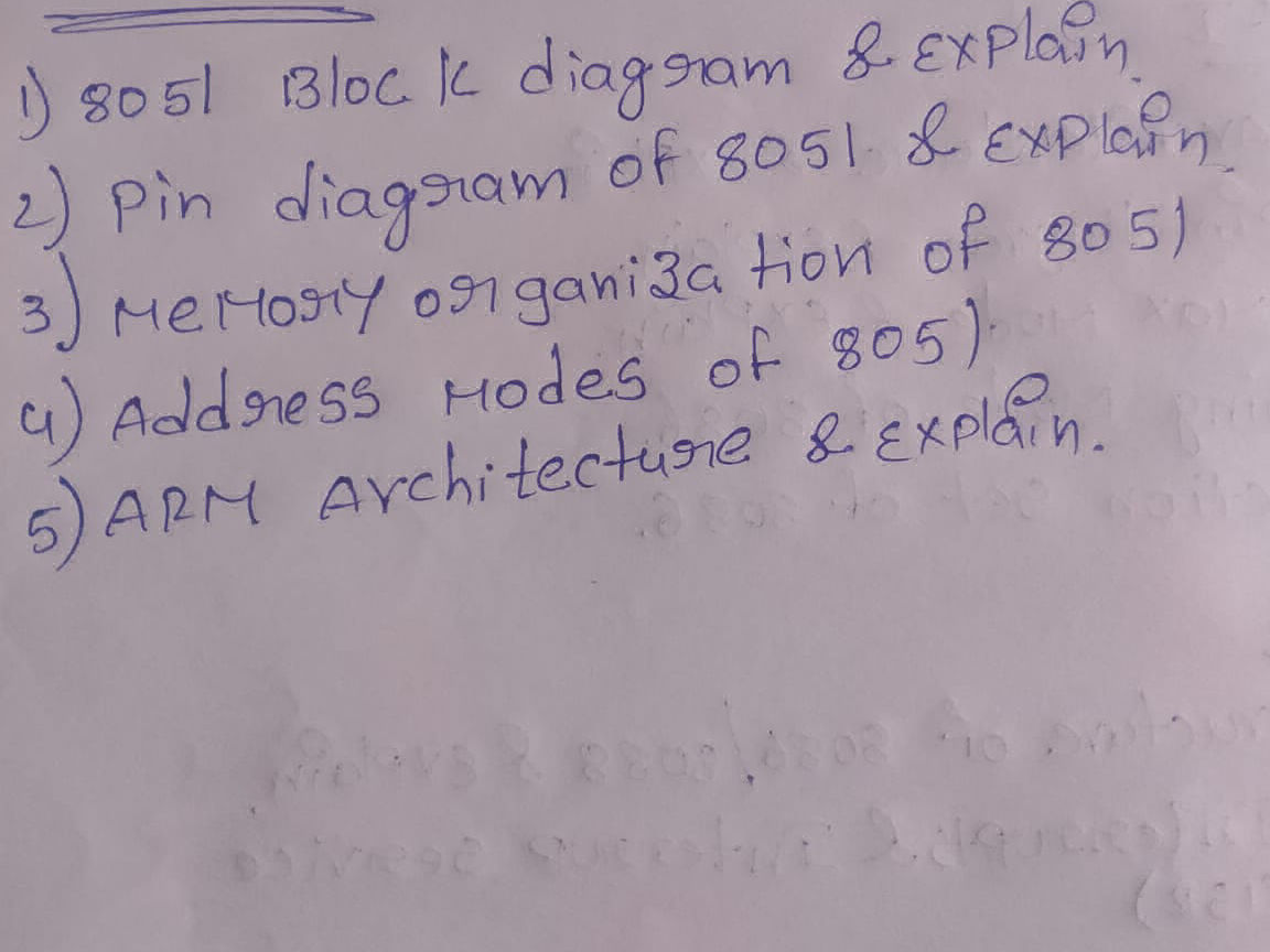 1) 8051 Block diagram Explain. 2) Pin | StudyX