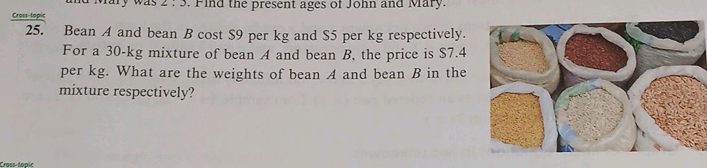 25. Bean A and bean B cost $9 per kg and $5 | StudyX