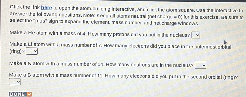 Make a He atom with a mass of 4. How many | StudyX