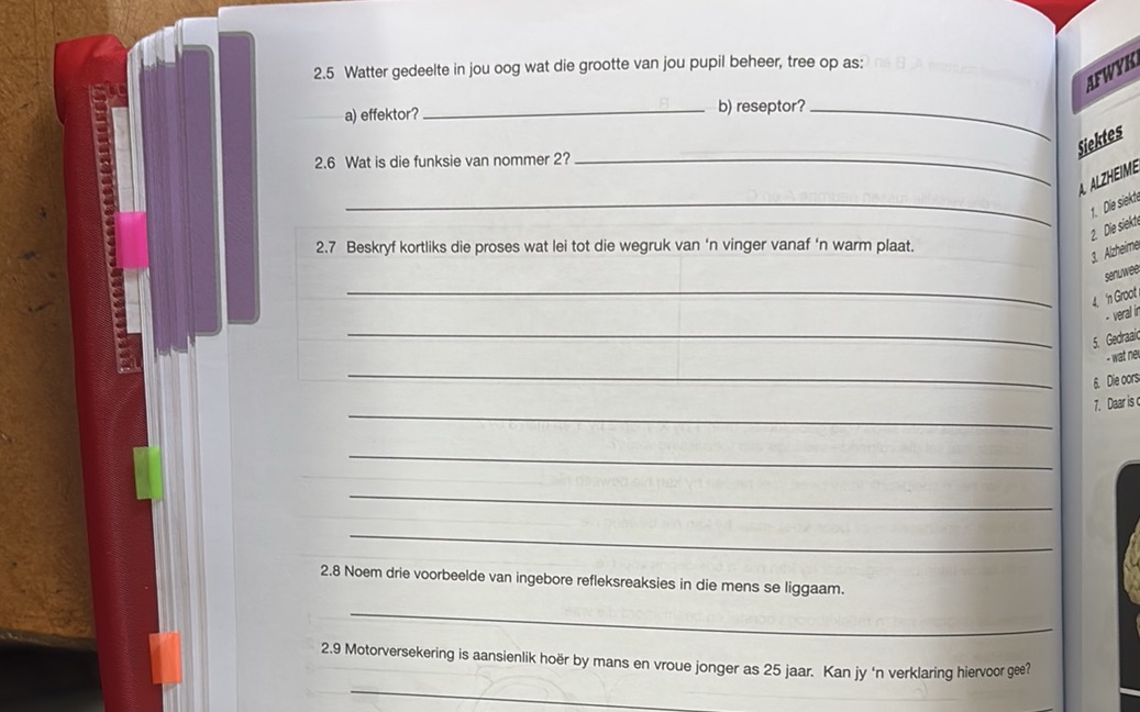 2.5 Watter gedeelte in jou oog wat die | StudyX