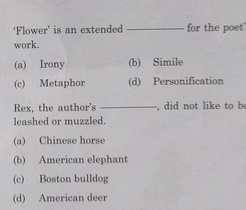 'Flower' is an extended ______ for the | StudyX