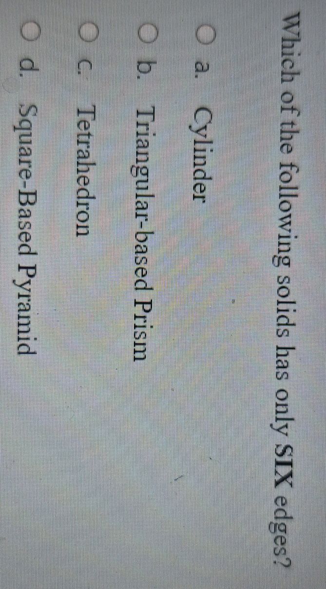 Which of the following solids has only SIX | StudyX