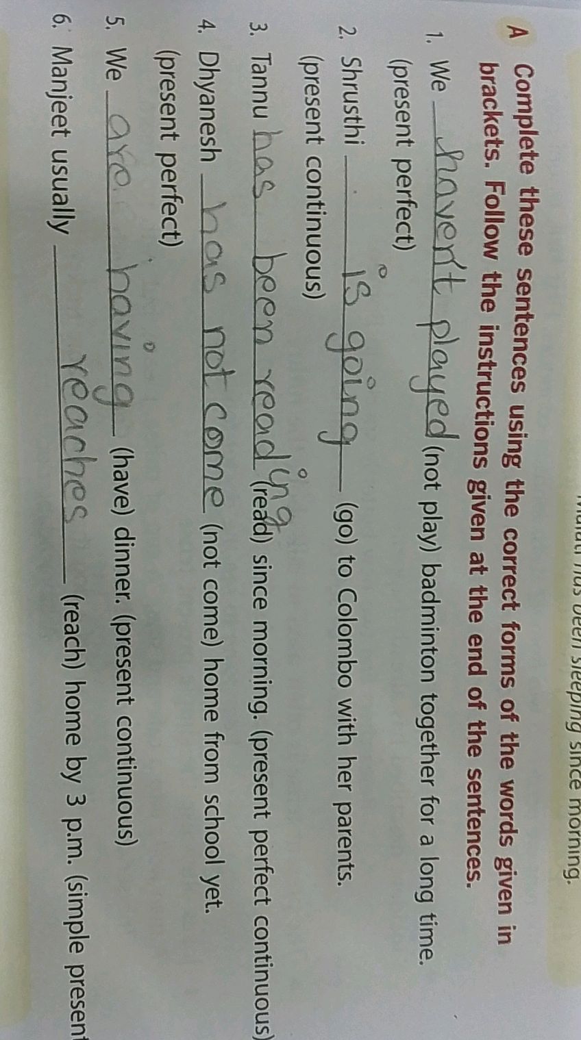 A Complete these sentences using the correct | StudyX