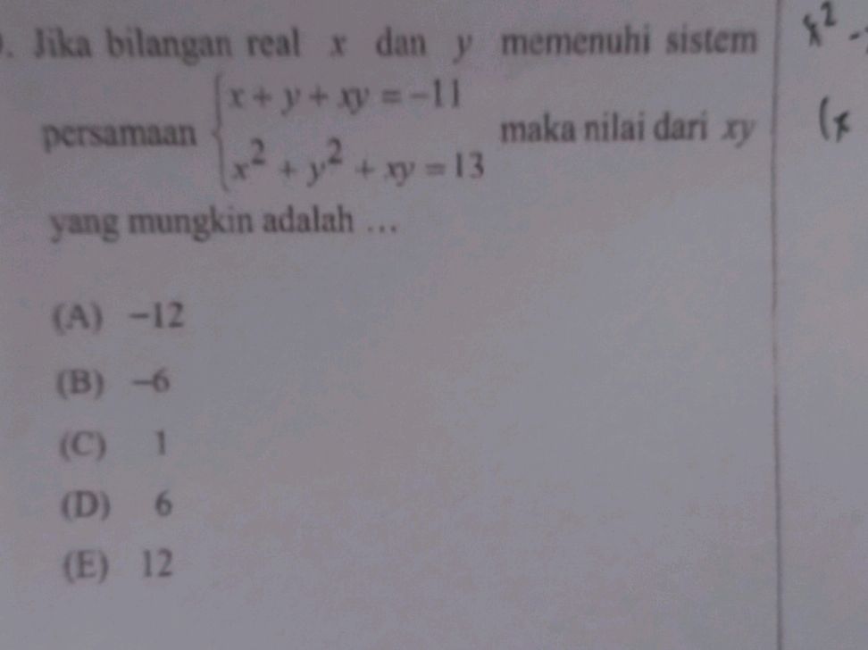 Jika bilangan real $x$ dan $y$ memenuhi | StudyX