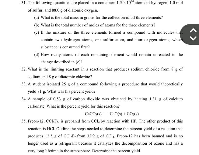 31. The following quantities are placed in a | StudyX