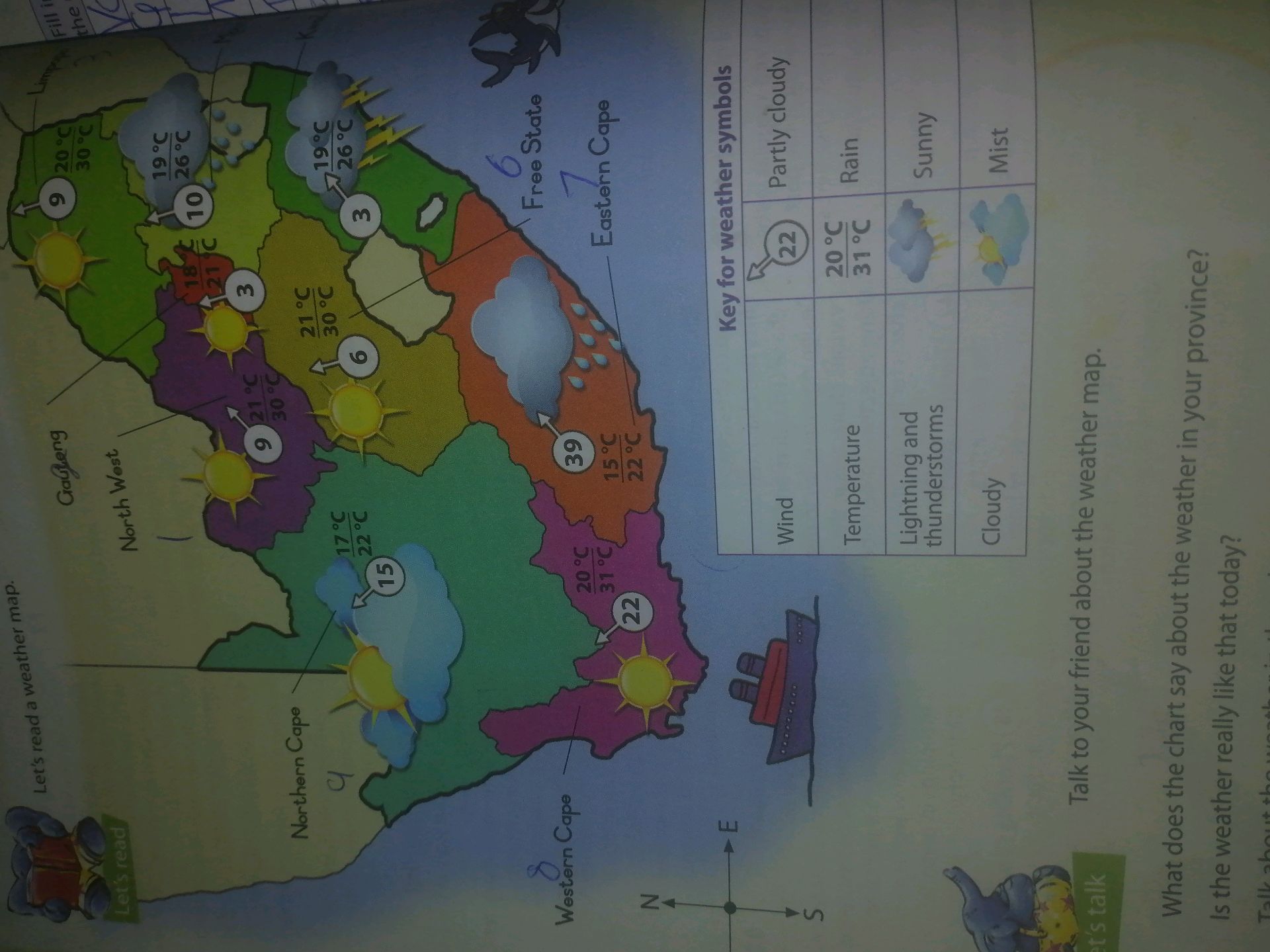 Let's read a weather map. Key for weather | StudyX