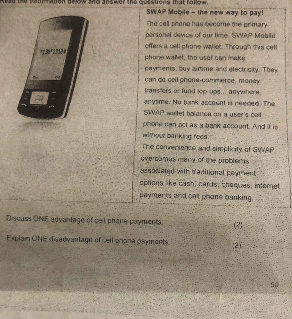 SWAP Mobile - the new way to pay! The cell | StudyX