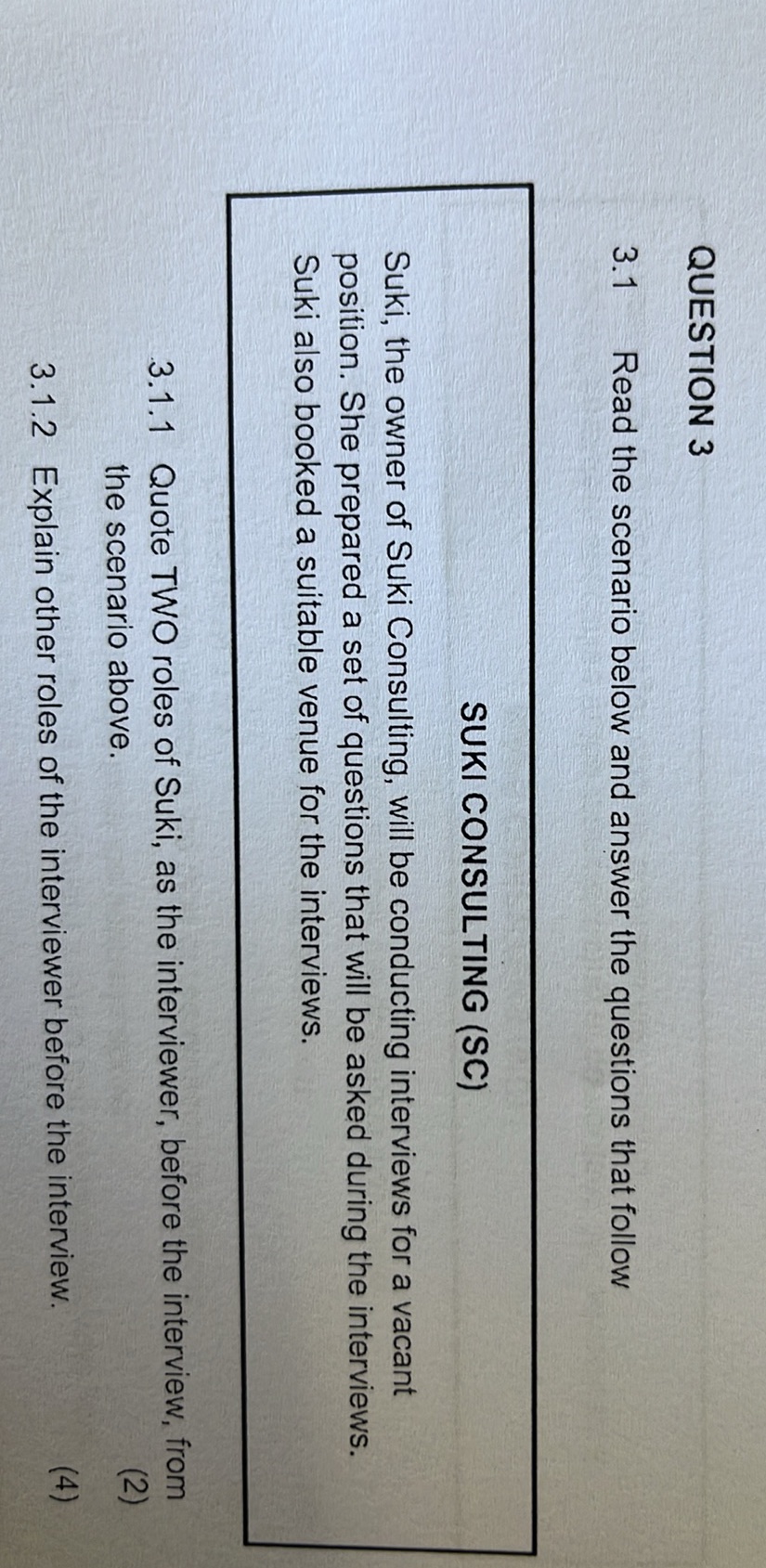 QUESTION 3 3.1 Read the scenario below and | StudyX