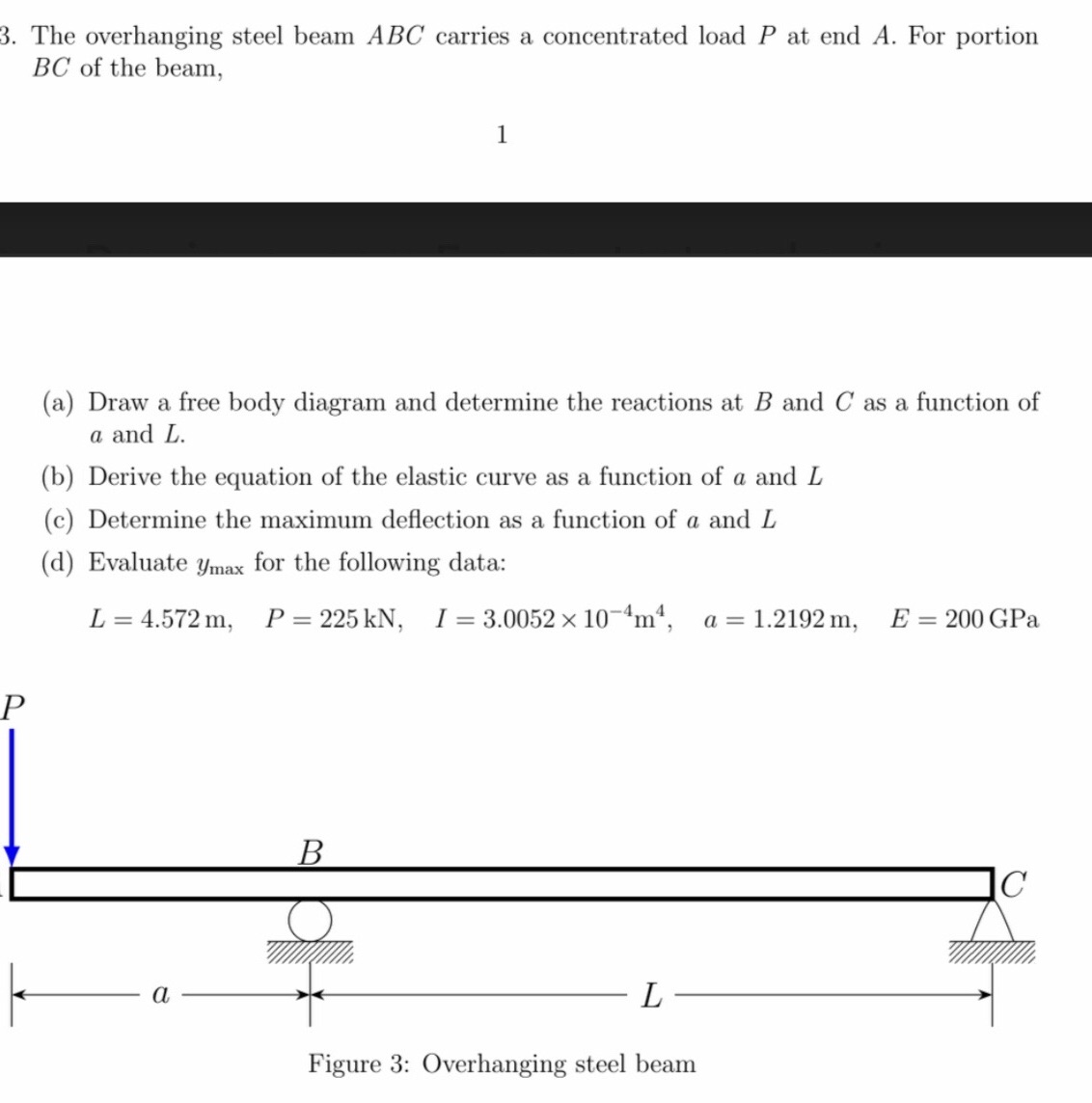 3. The overhanging steel beam ABC carries a | StudyX