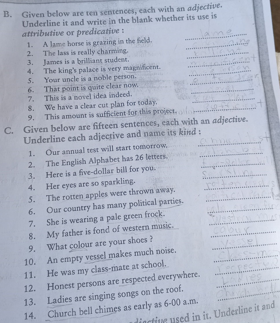 B. Given below are ten sentences, each with | StudyX