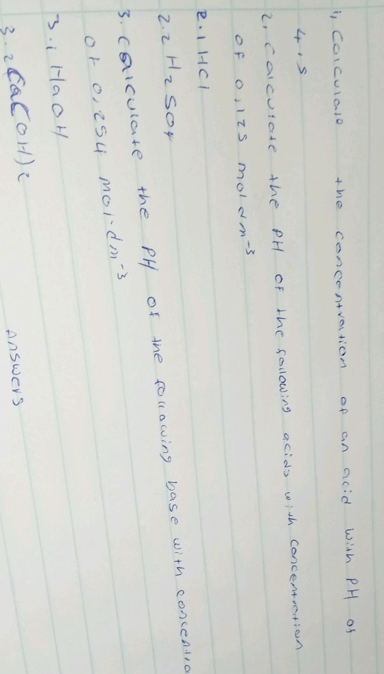 1. Calculate the concentration of an acid | StudyX