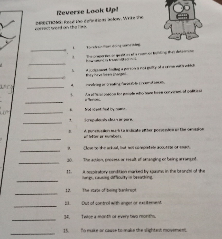 Reverse Look Up! DIRECTIONS: Read the | StudyX