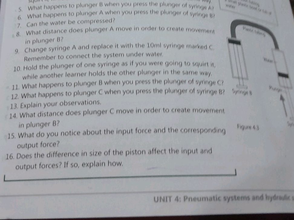 5. What happens to plunger B when you press | StudyX