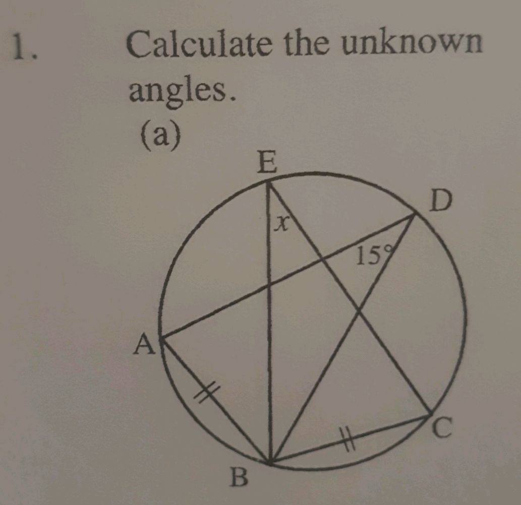 1. Calculate the unknown angles. (a) In the | StudyX