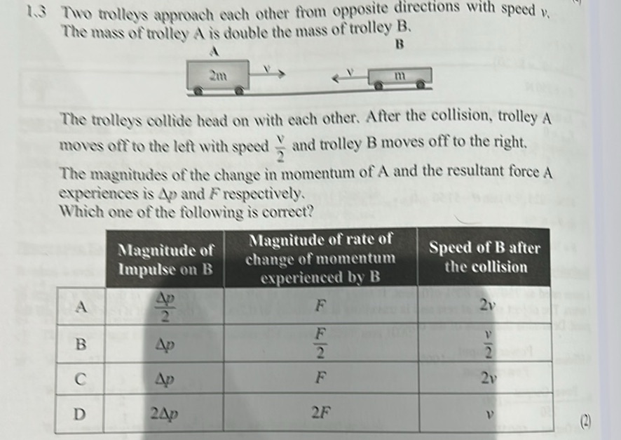 1.3 Two trolleys approach each other from | StudyX