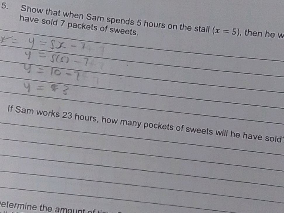 Show that when Sam spends 5 hours on the | StudyX