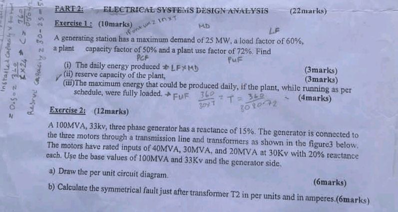 Exercise 1: (10marks) A generating station | StudyX