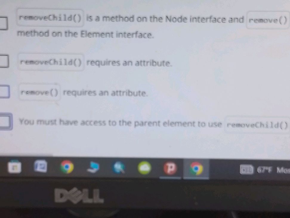 removeChild() is a method on the Node | StudyX