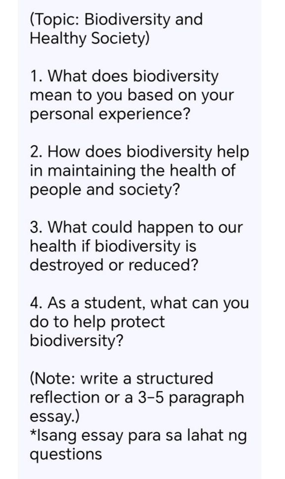 (Topic: Biodiversity and Healthy Society) | StudyX