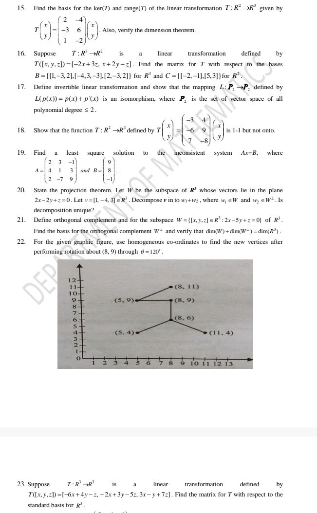 15. Find the basis for the ker(T) and | StudyX